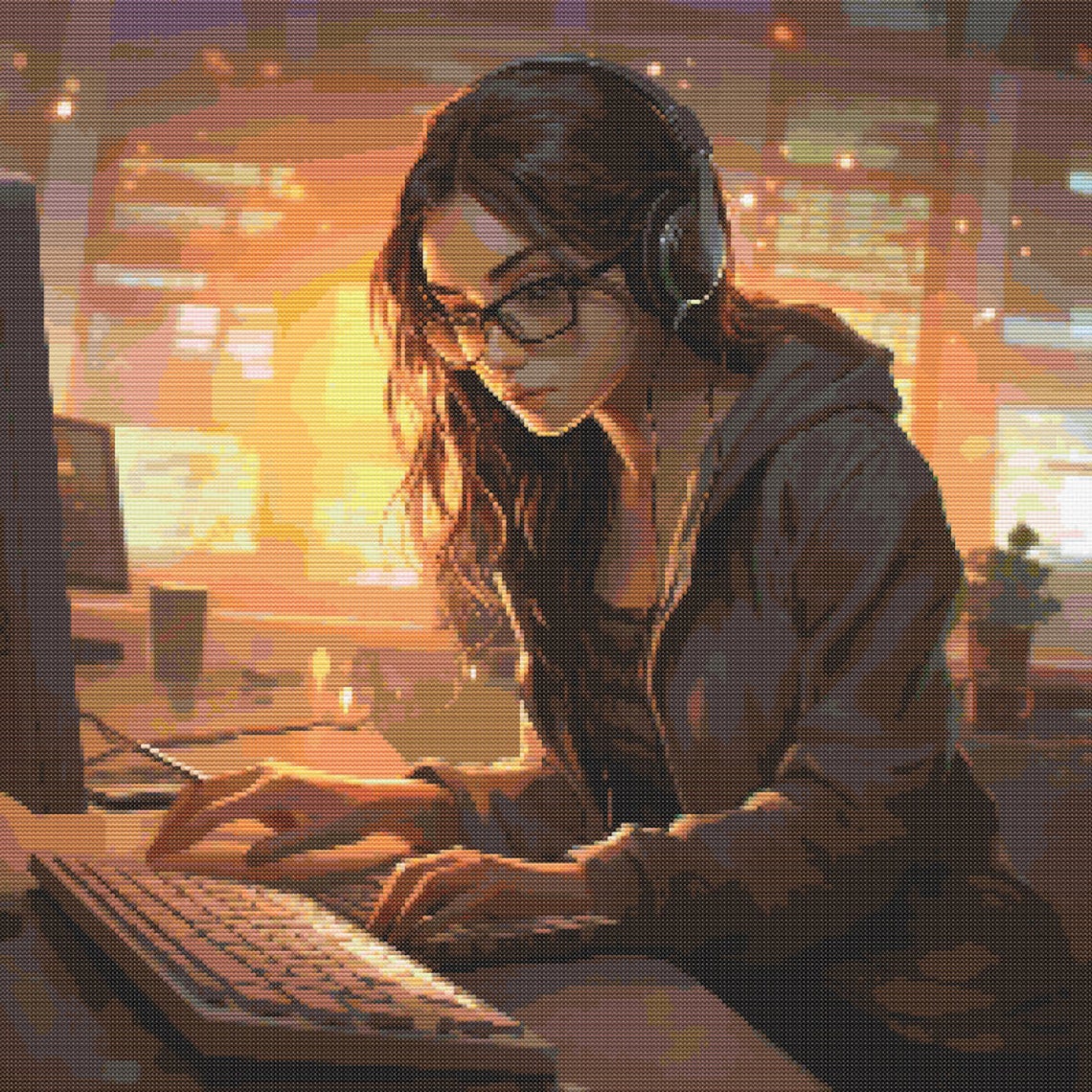 Computer Programmer Girl 2 Cross-stitch Pattern Digital Download - Etsy