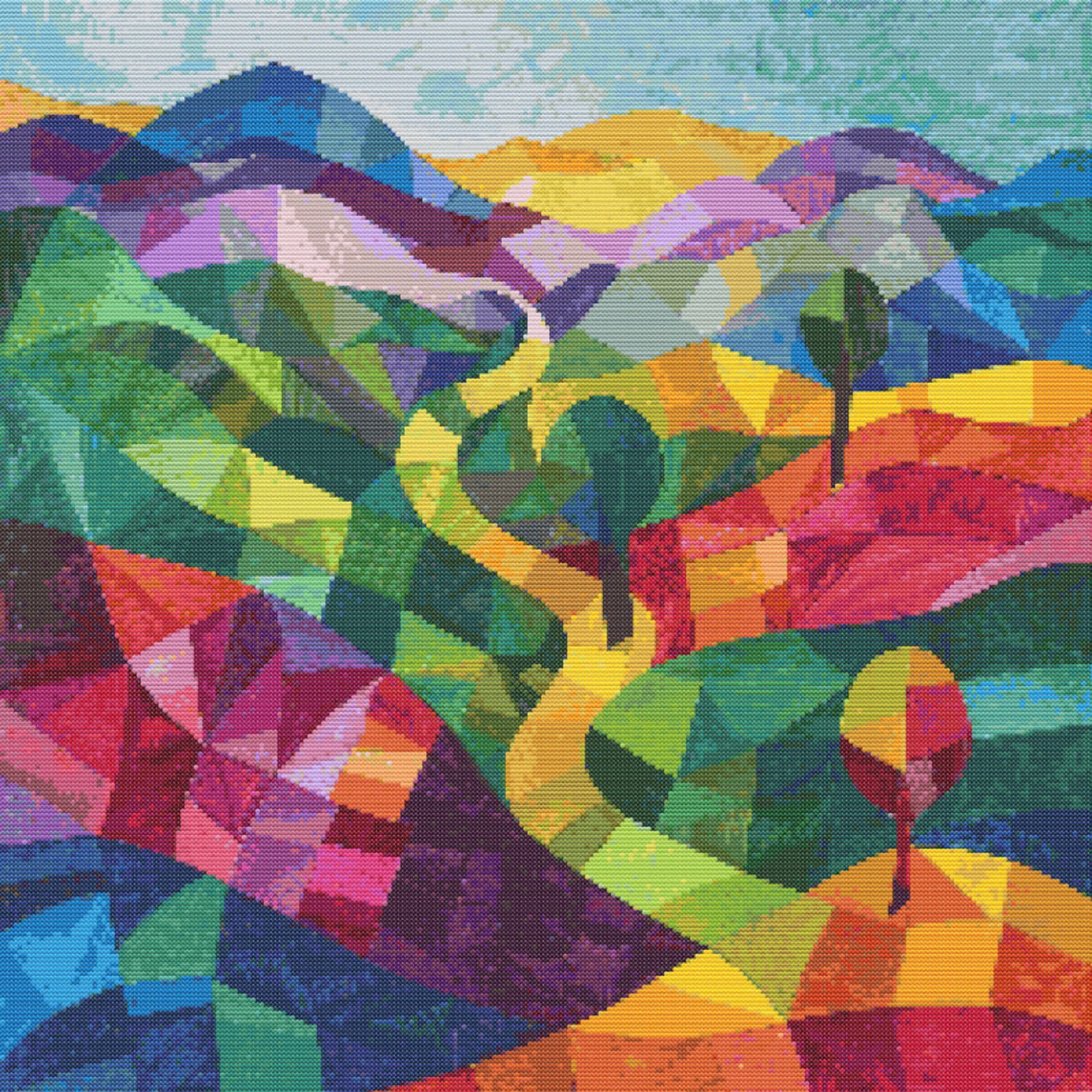 Bright Cubist Landscape 5 Cross-stitch Pattern Digital Download - Etsy