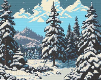 8 Bit Winter Scene - Etsy