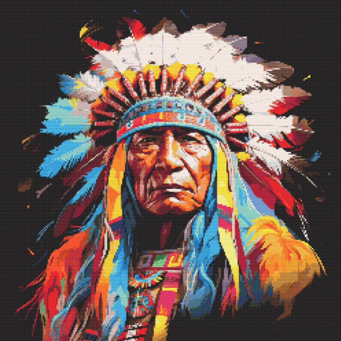 Indian Chief in Bright Colors 6 Cross-stitch Pattern Digital Download ...