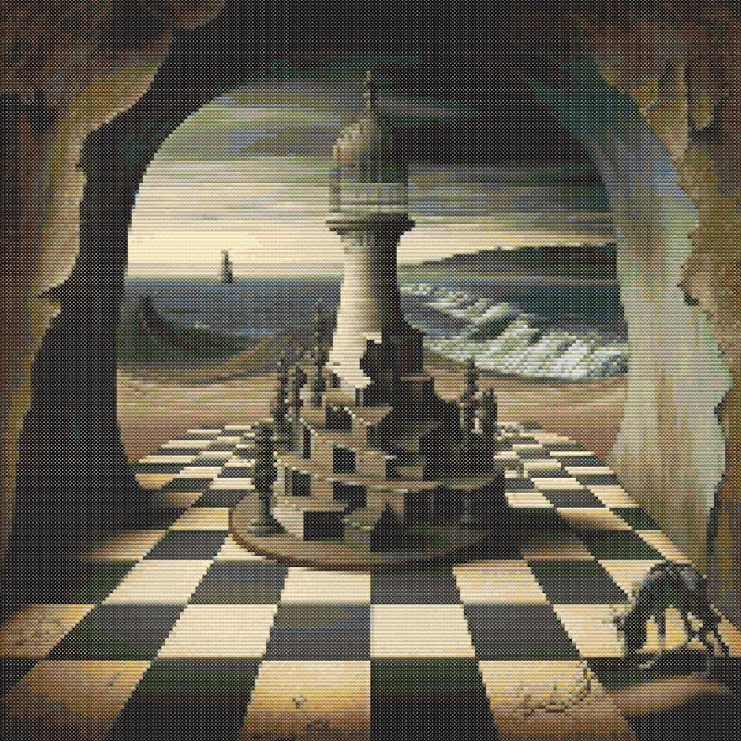 Chess Board Surrealism 2 Cross-stitch Pattern Digital Download - Etsy