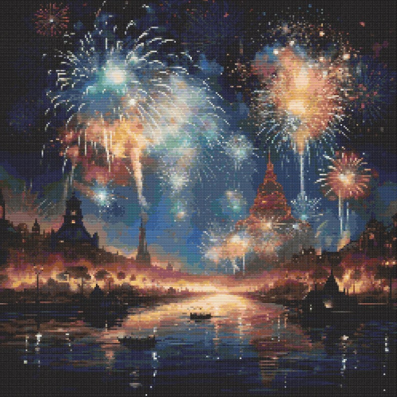 New Year's Eve Fireworks 2 Cross-stitch Pattern Digital Download - Etsy