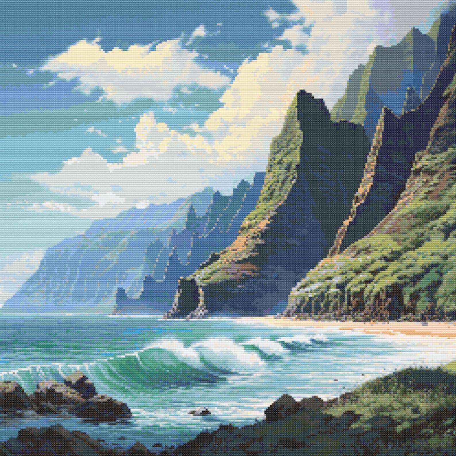 Na Pali Coast Scene 6 Cross-stitch Pattern Digital Download - Etsy
