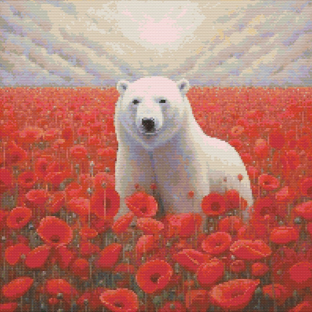 Polar Bear Poppy Field 1 Cross-stitch Pattern Digital Download - Etsy