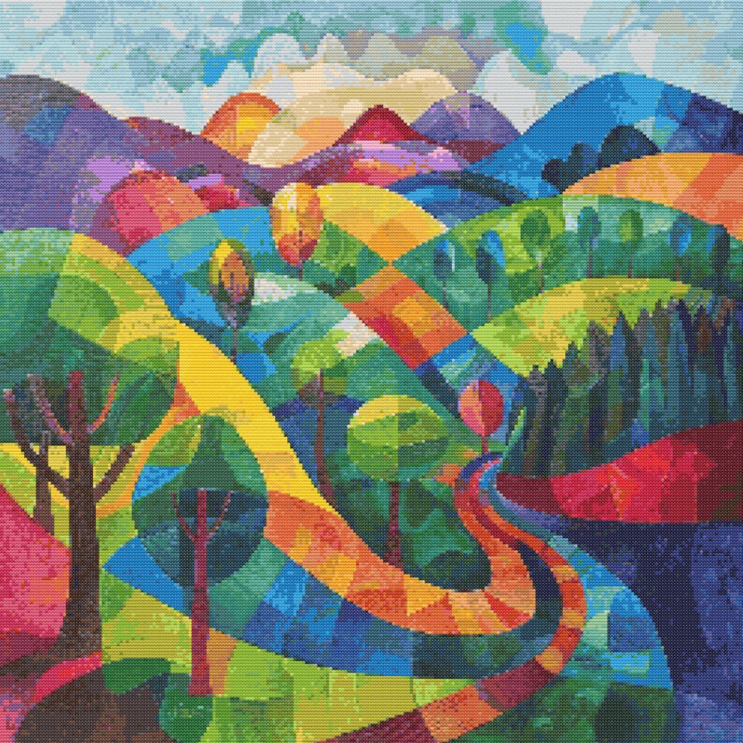 Bright Cubist Landscape 3 Cross-stitch Pattern Digital Download - Etsy