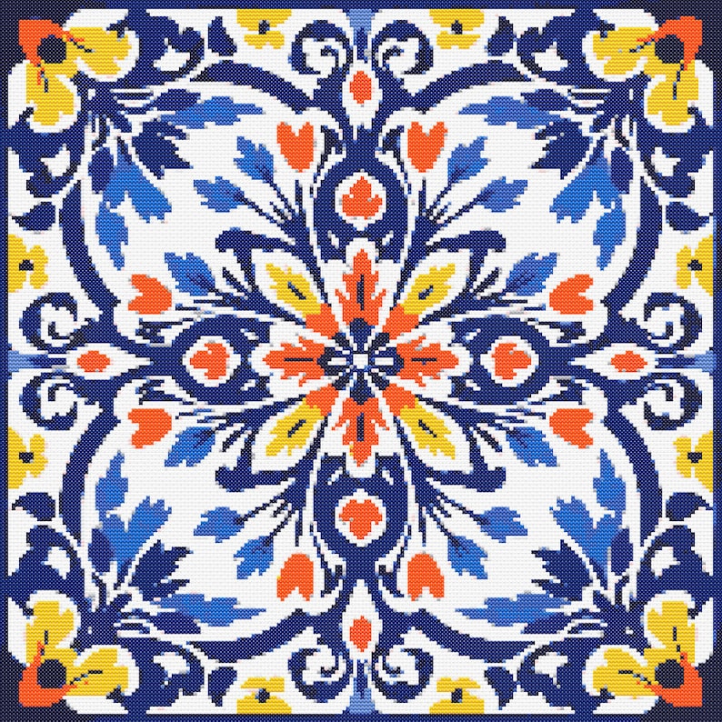 Mexican Tile Pattern 3 Cross-stitch Pattern Digital Download - Etsy