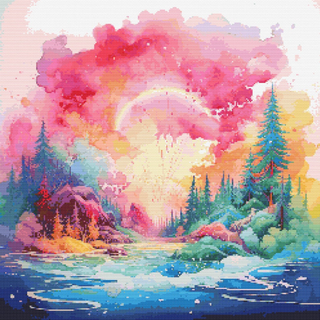 Watercolor Rainbow Forest 3 Cross-stitch Pattern Digital Download - Etsy