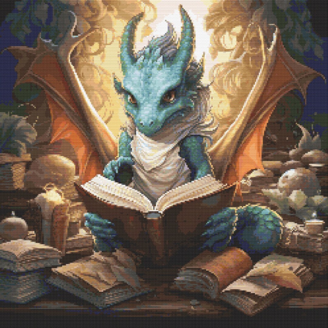 Dragon Reading Books 5 Cross-stitch Pattern Digital Download - Etsy