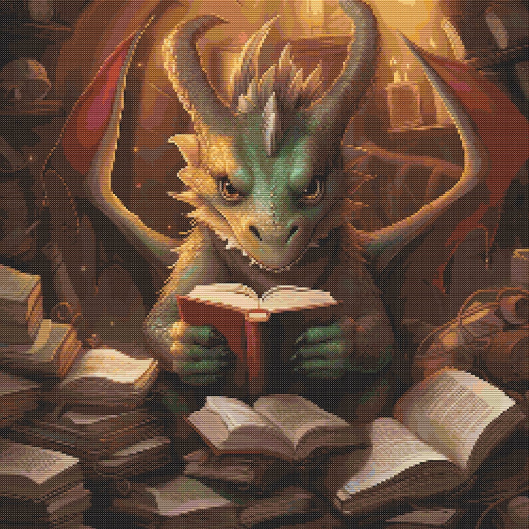 Dragon Reading Books 1 Cross-stitch Pattern Digital Download - Etsy