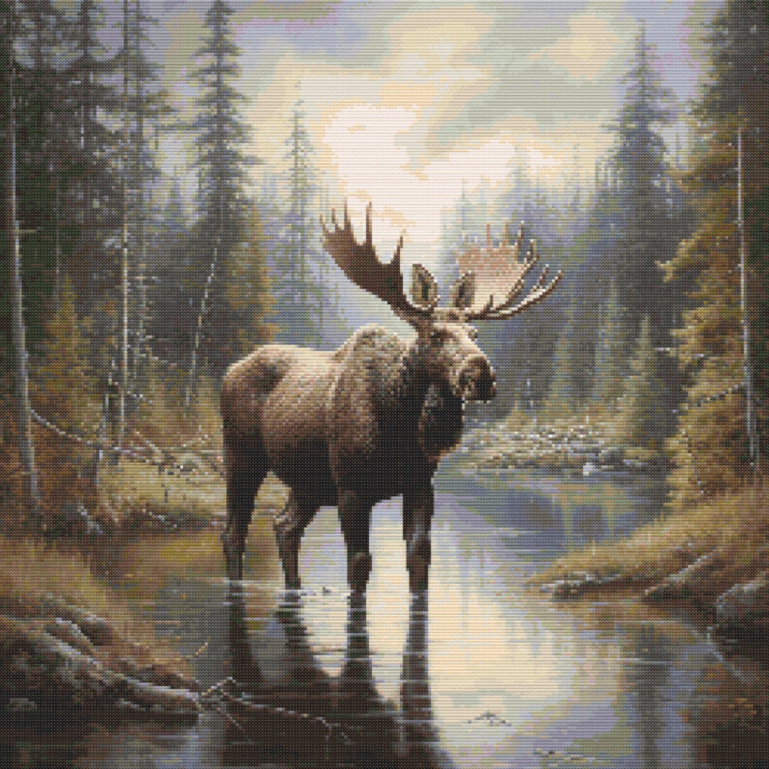 Moose Scene 2 Cross-stitch Pattern Digital Download - Etsy