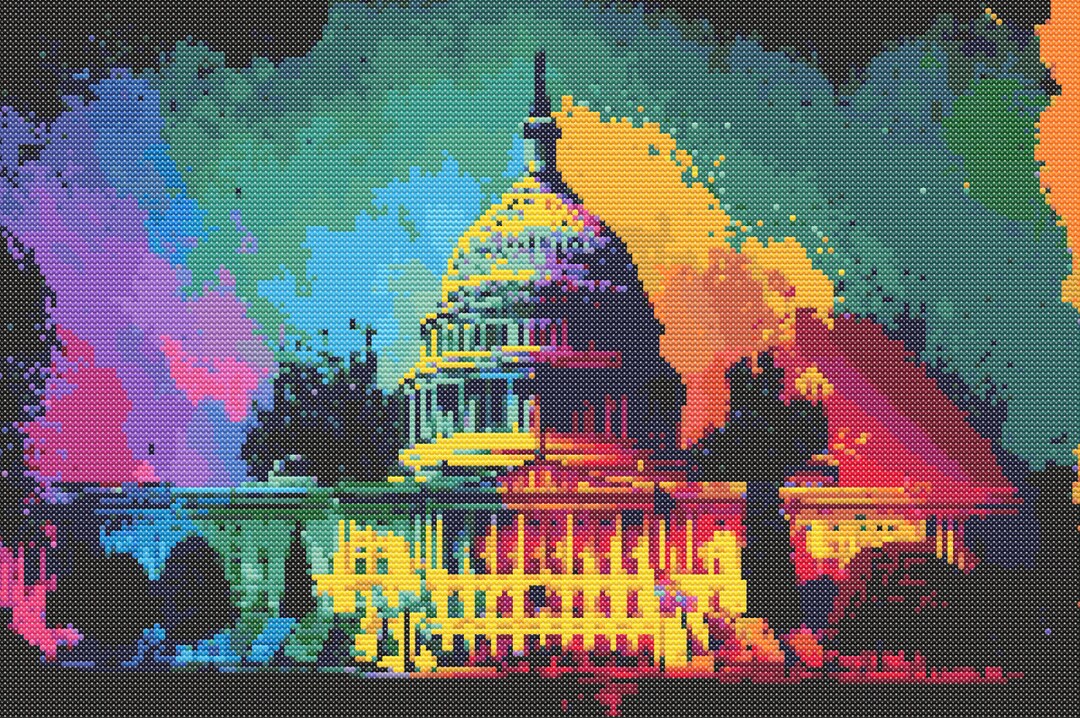 U.S. Capitol Building in Rainbow Colors Cross-stitch Pattern Digital ...