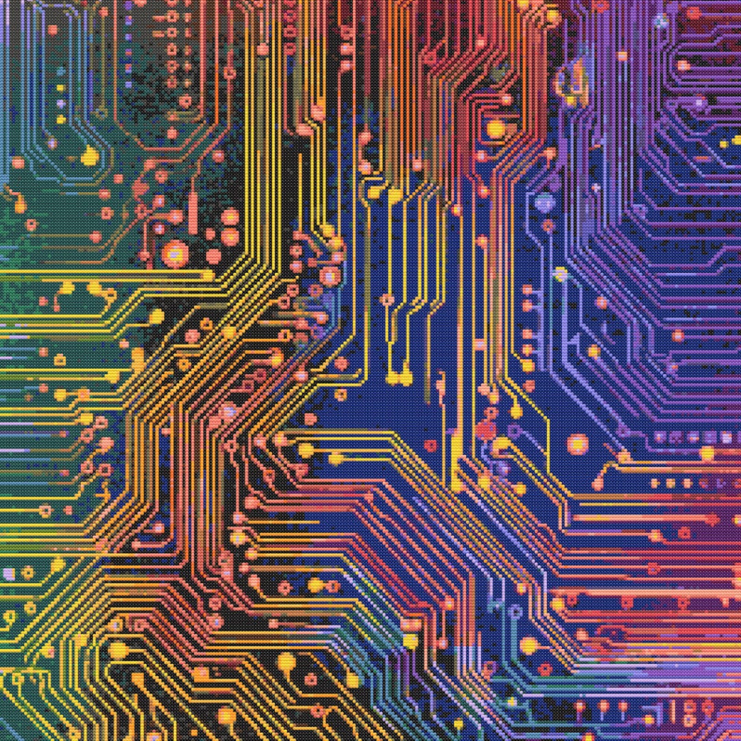 Rainbow Electronic Circuits 3 Cross-stitch Pattern Digital Download - Etsy