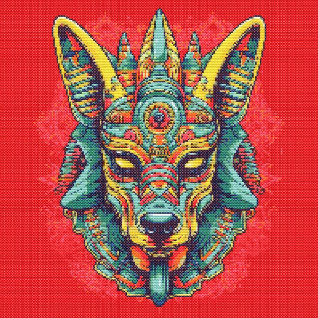 Anubis in Bright Colors 2 Cross-stitch Pattern Digital Download - Etsy