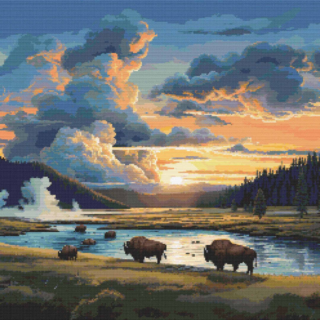 Yellowstone Scene 2 Cross-stitch Pattern Digital Download - Etsy
