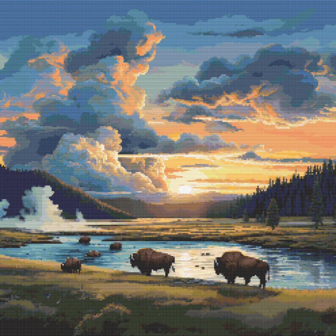 Yellowstone Scene 2 Cross-stitch Pattern Digital Download - Etsy