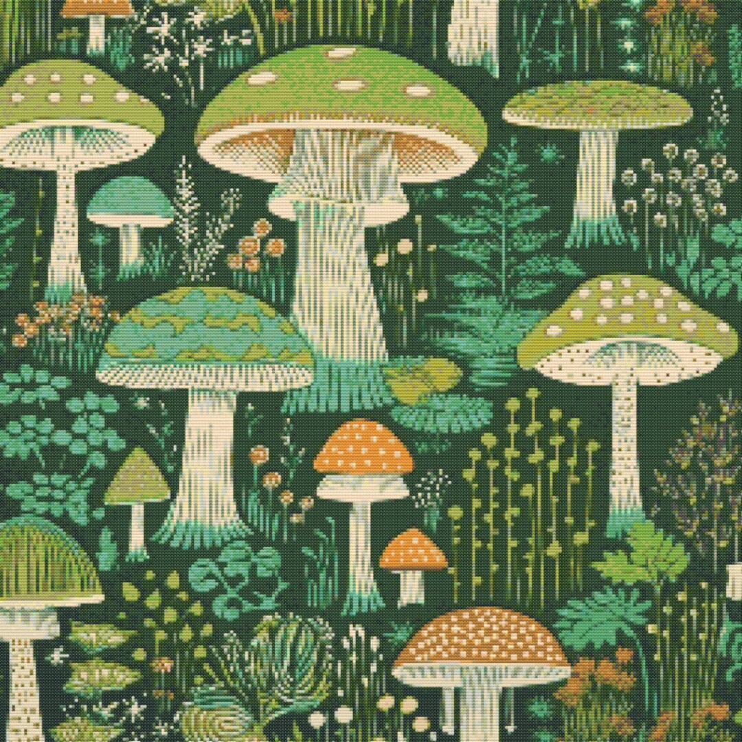 Retro Mushrooms 9 Cross-stitch Pattern Digital Download - Etsy