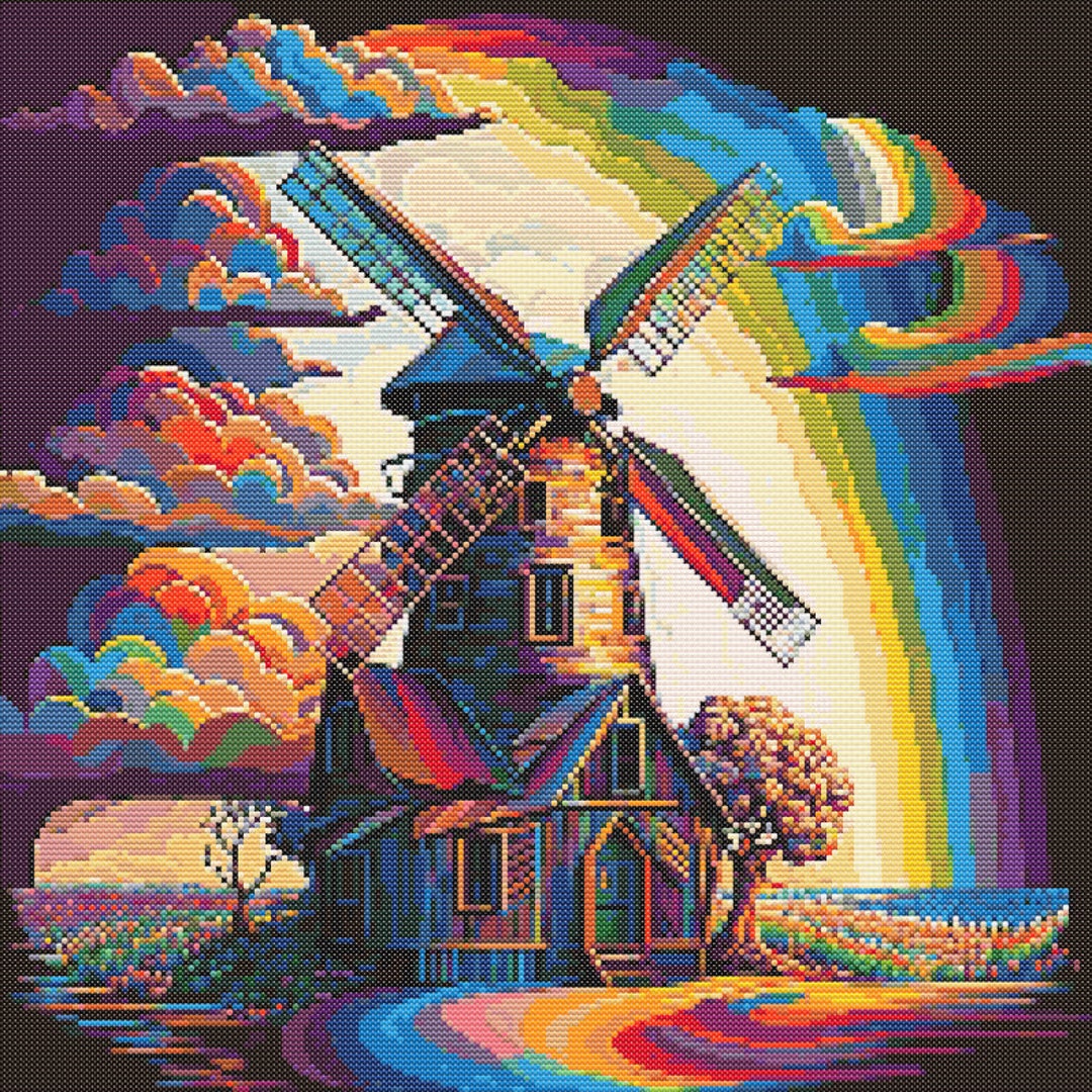 Rainbow Fantasy Windmill Cross-stitch Pattern Digital Download - Etsy