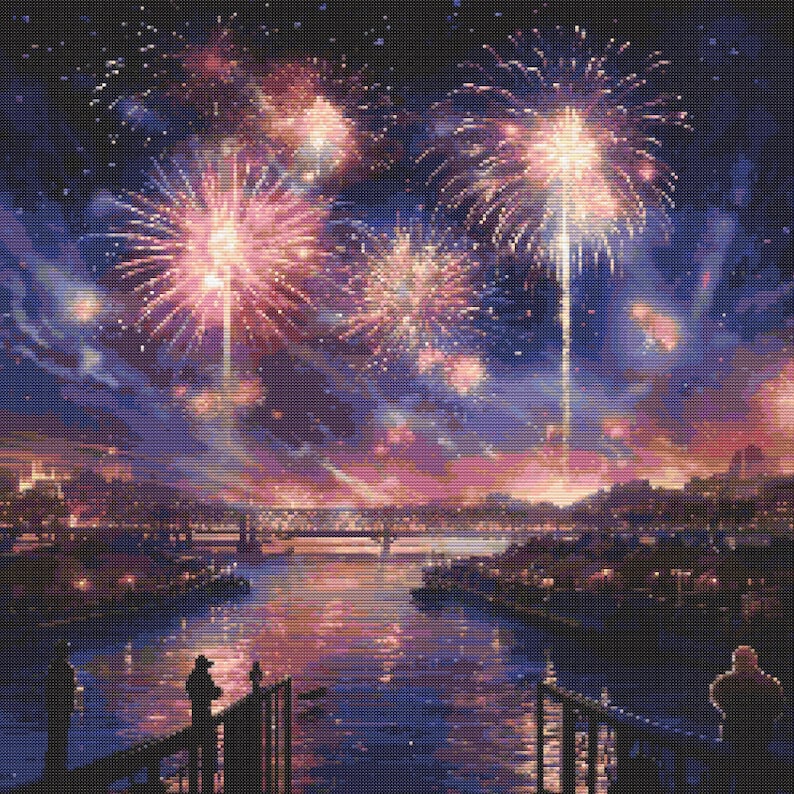 New Year's Eve Fireworks 5 Cross-stitch Pattern Digital Download - Etsy