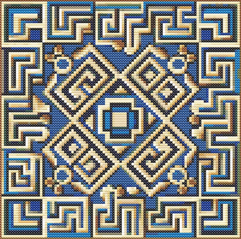 Greek Tile Cross-stitch Pattern Digital Download - Etsy