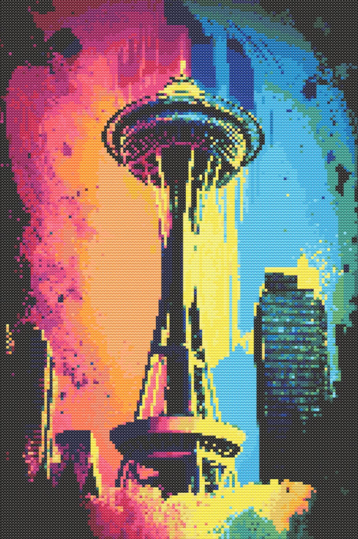Rainbow Seattle Space Needle Cross-stitch Pattern Digital Download - Etsy