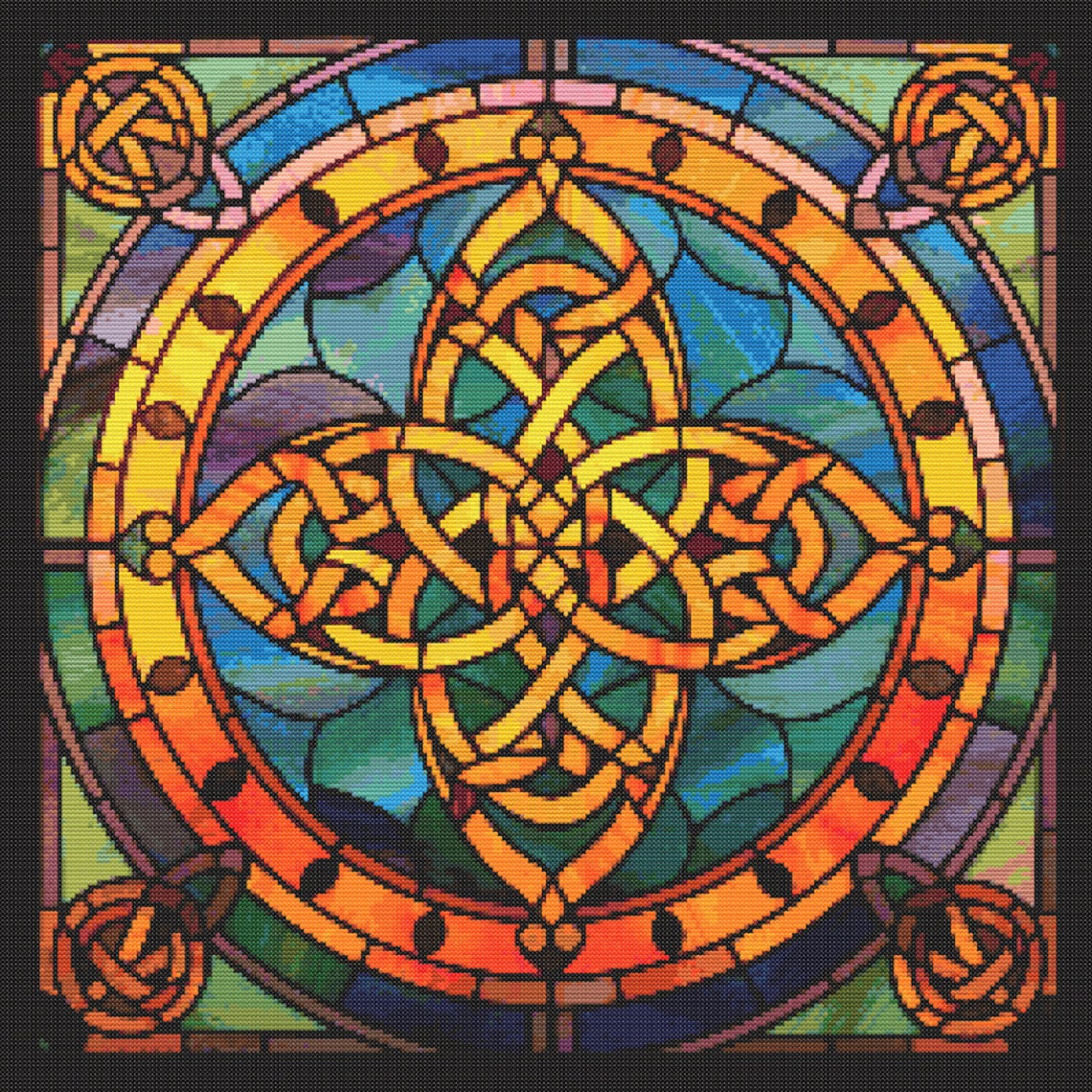 Celtic Knot Stained-glass Window 2 Cross-stitch Pattern Digital ...