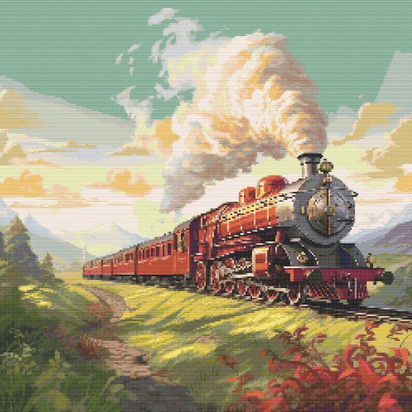 Cross Stitch Train - Etsy