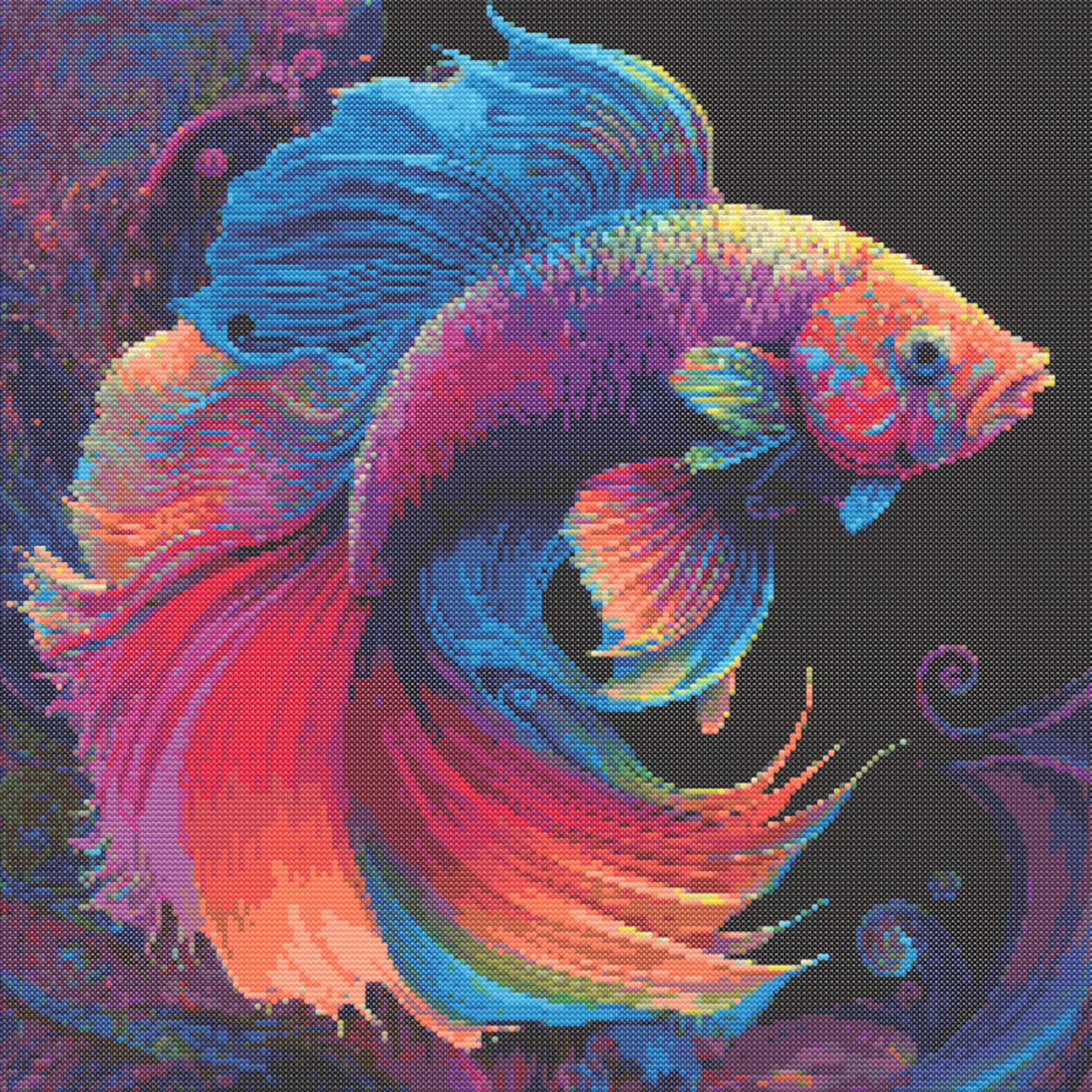 Rainbow Betta Fish (siamese Fighting Fish) Cross-stitch Pattern Digital ...