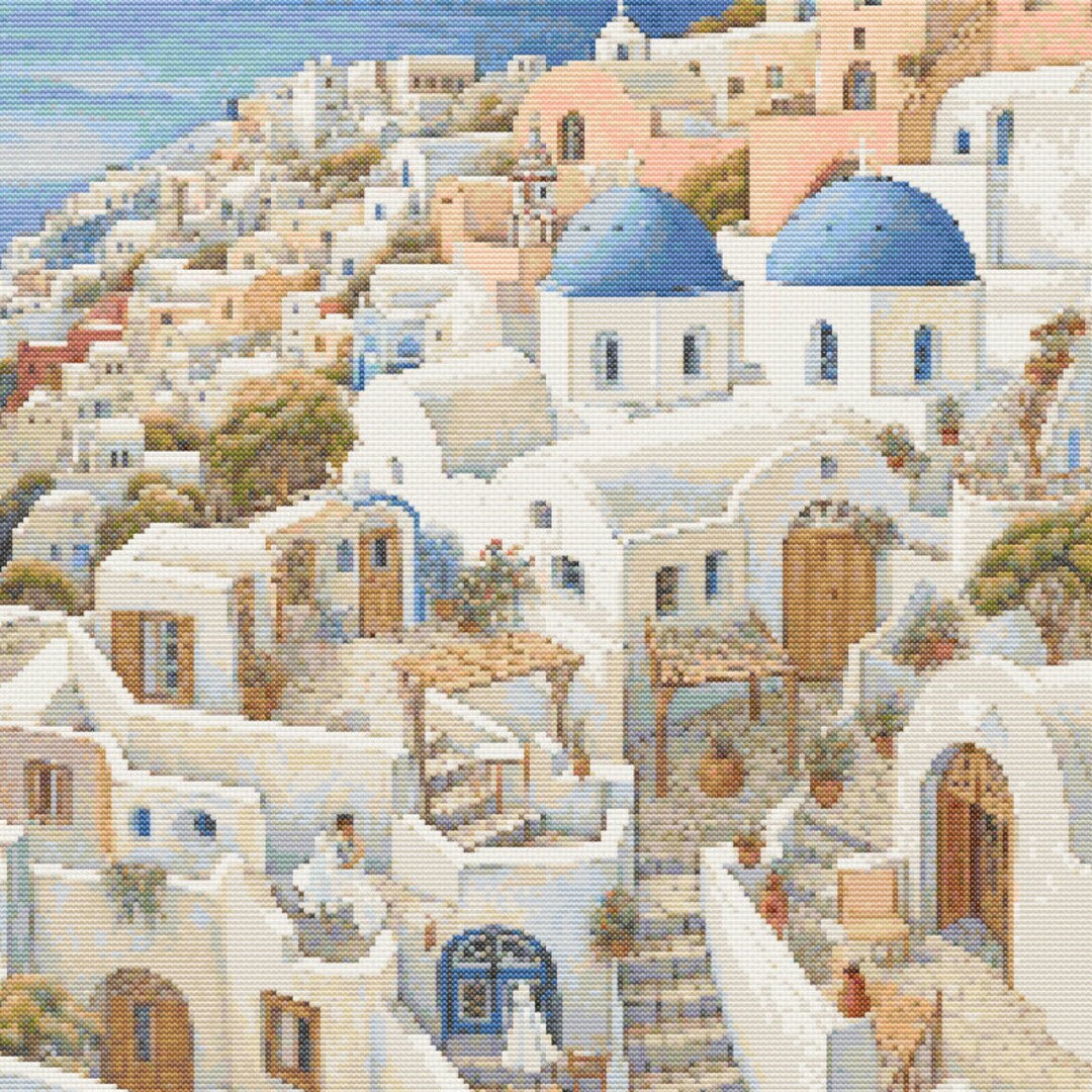Santorini Scene 1 Cross-stitch Pattern Digital Download - Etsy