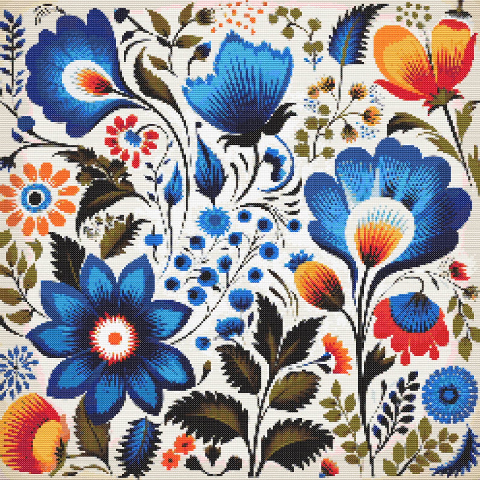 Finnish Floral Pattern 1 Cross-stitch Pattern Digital Download - Etsy