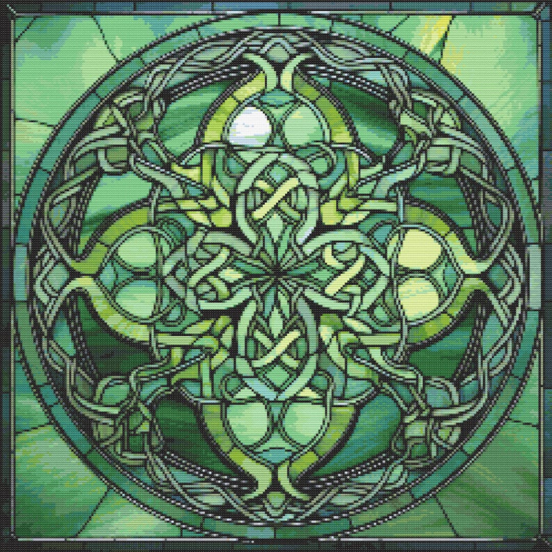 Celtic Knot Stained-glass Window 1 Cross-stitch Pattern Digital ...