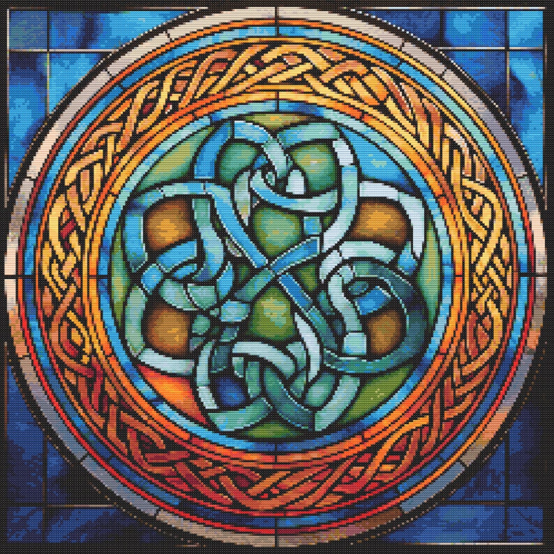 Celtic Knot Stained-glass Window 3 Cross-stitch Pattern Digital ...