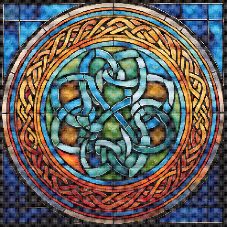 Celtic Knot Stained-glass Window 3 Cross-stitch Pattern Digital ...