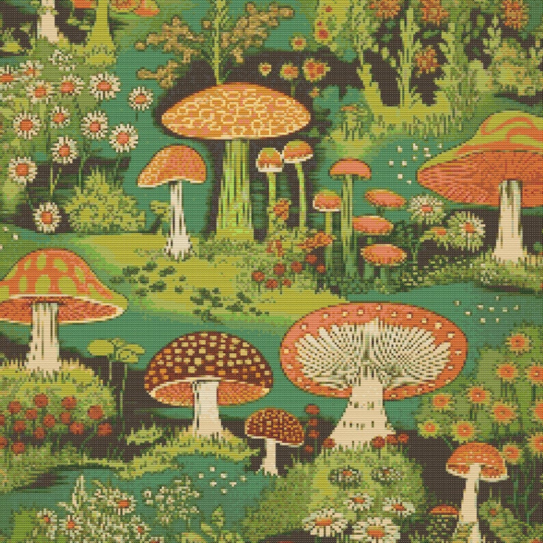 Retro Mushrooms 4 Cross-stitch Pattern Digital Download - Etsy