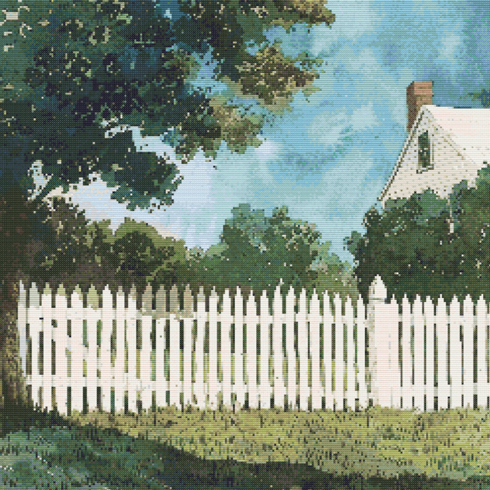 White Picket Fence Scene 4 Cross-stitch Pattern Digital Download - Etsy