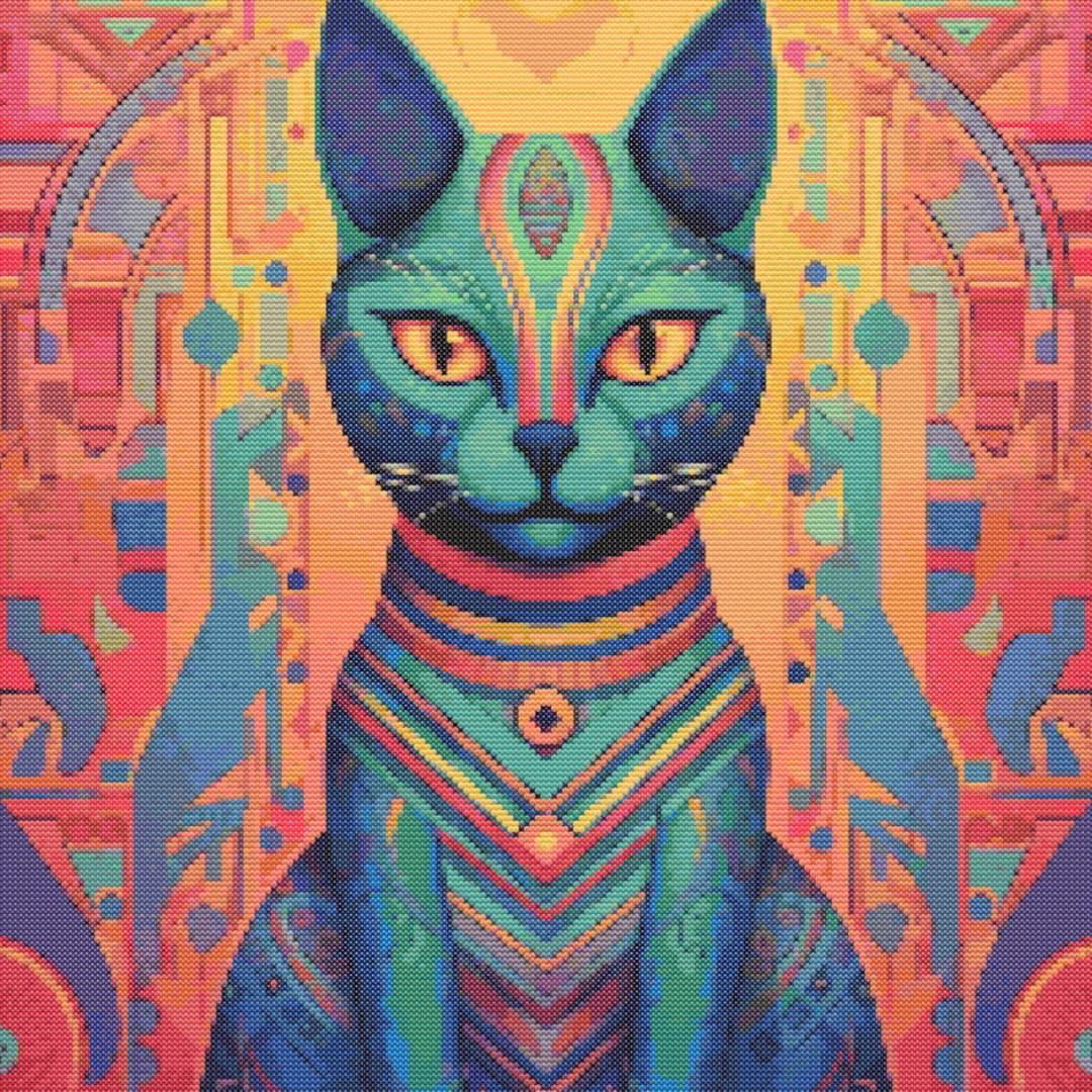 Bastet in Bright Colors 1 Cross-stitch Pattern Digital Download - Etsy