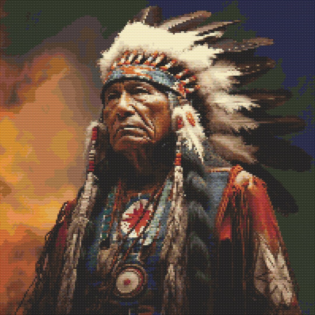 Native American Indian Chief 3 Cross-stitch Pattern Digital Download - Etsy