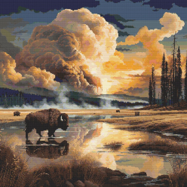 Yellowstone Scene 1 Cross-stitch Pattern Digital Download - Etsy
