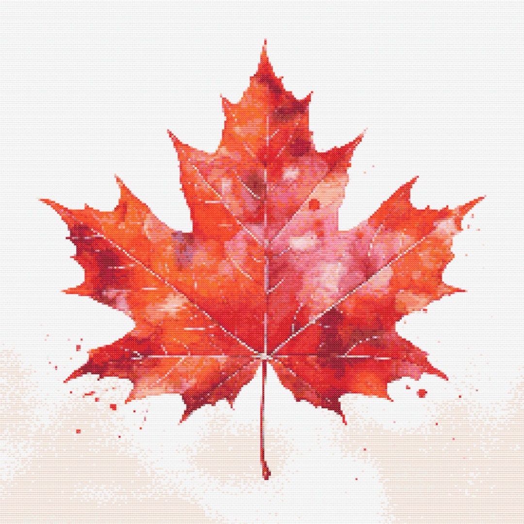 Canadian Maple Leaf Watercolor 1 Cross-stitch Pattern Digital Download ...
