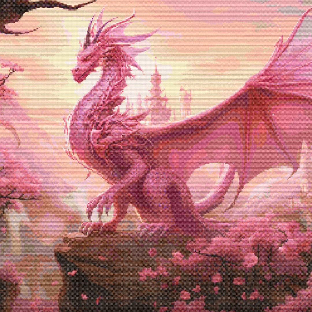 Pink Dragon Fantasy Scene 2 Cross-stitch Pattern Digital Download - Etsy
