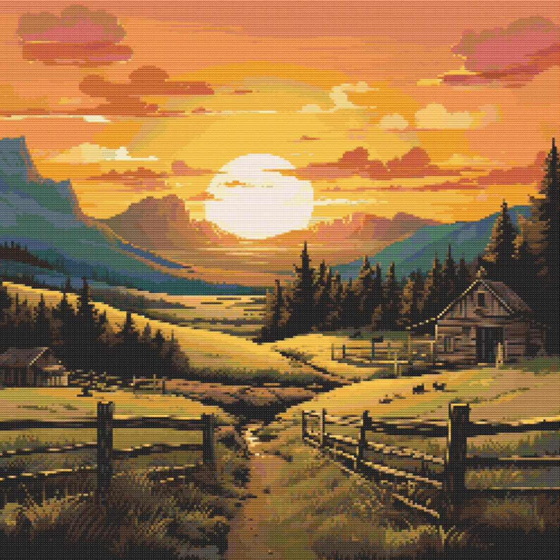 Montana Countryside 1 Cross-stitch Pattern Digital Download - Etsy