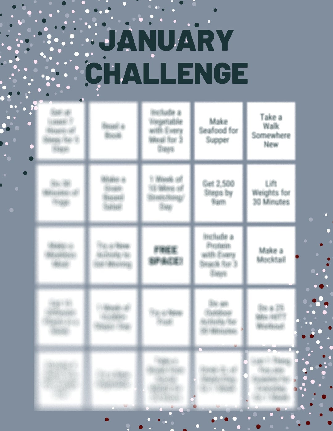 January 2023 Printable Wellness Bingo - Etsy