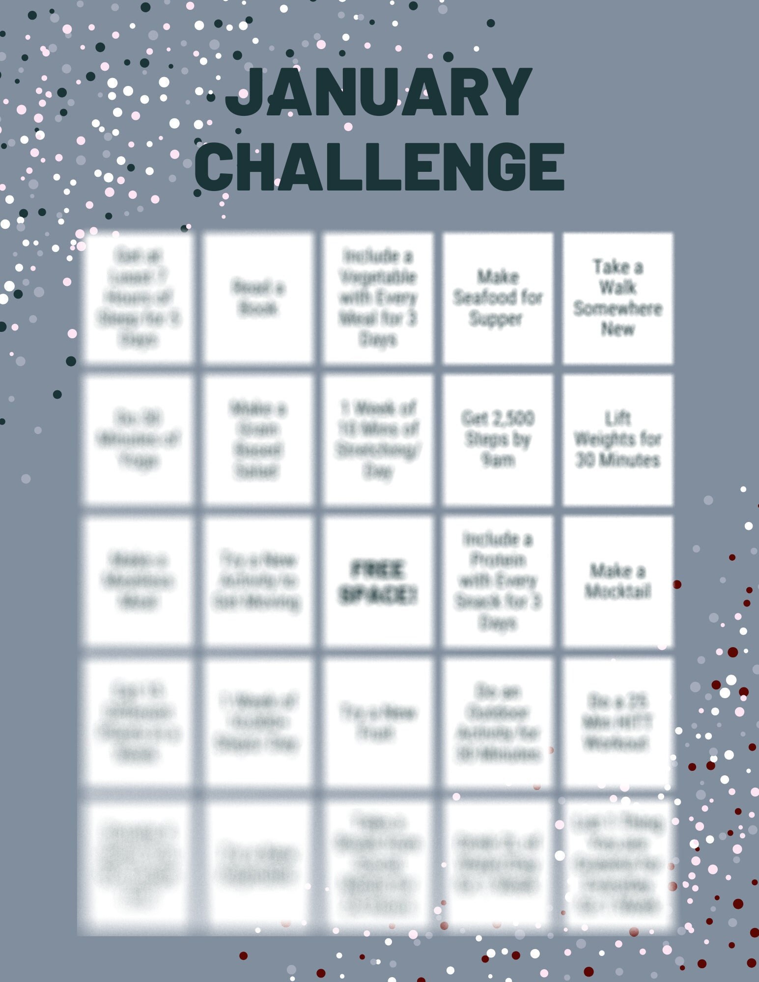 January 2023 Printable Wellness Bingo - Etsy