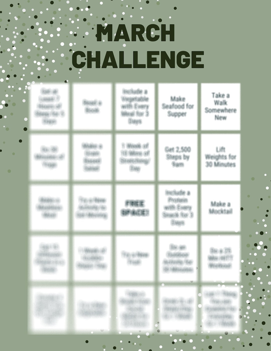 March 2023 Printable Wellness Bingo Challenge - Etsy