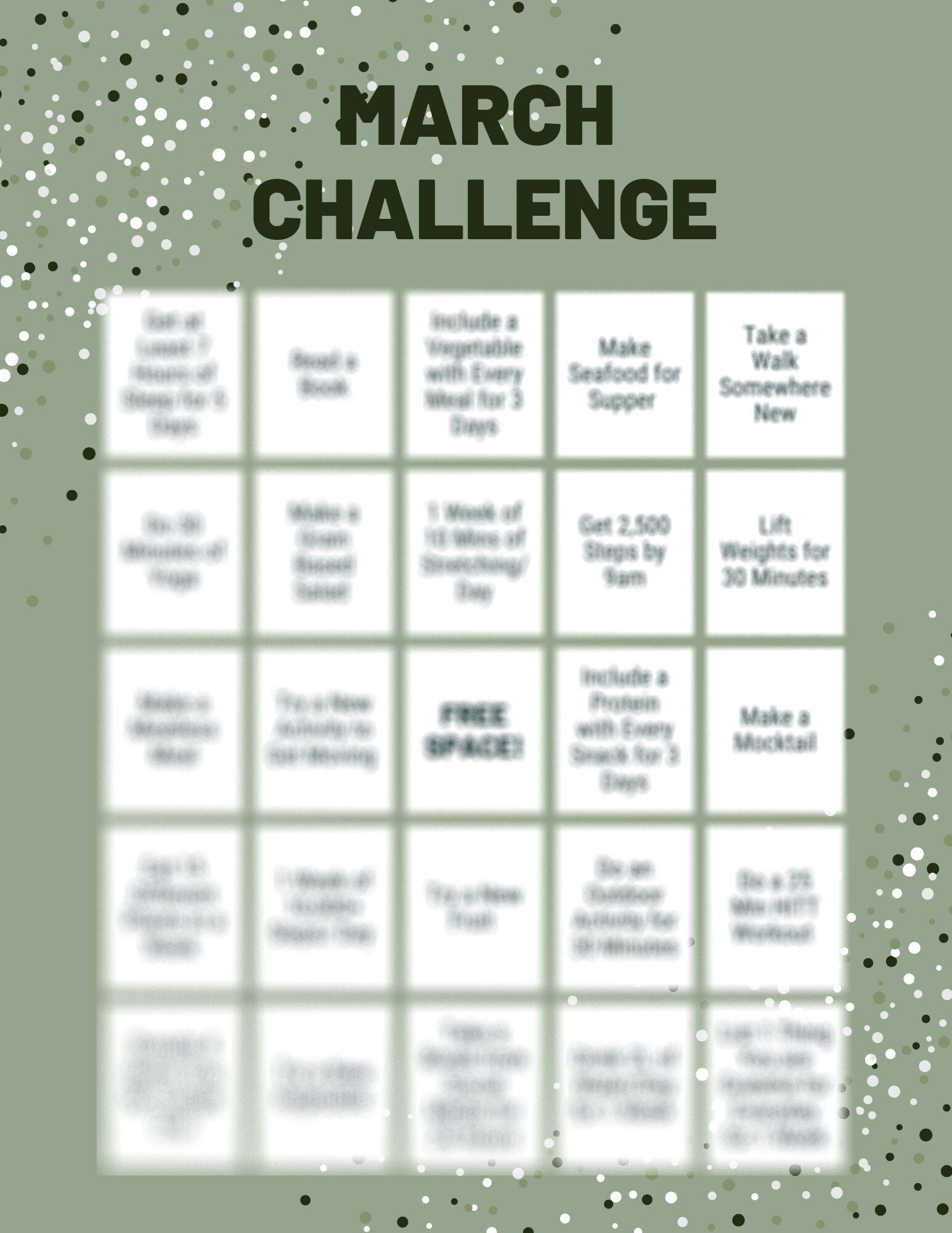March 2023 Printable Wellness Bingo Challenge - Etsy