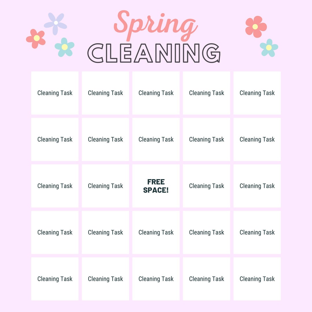 Printable Spring Cleaning Bingo Challenge - Etsy