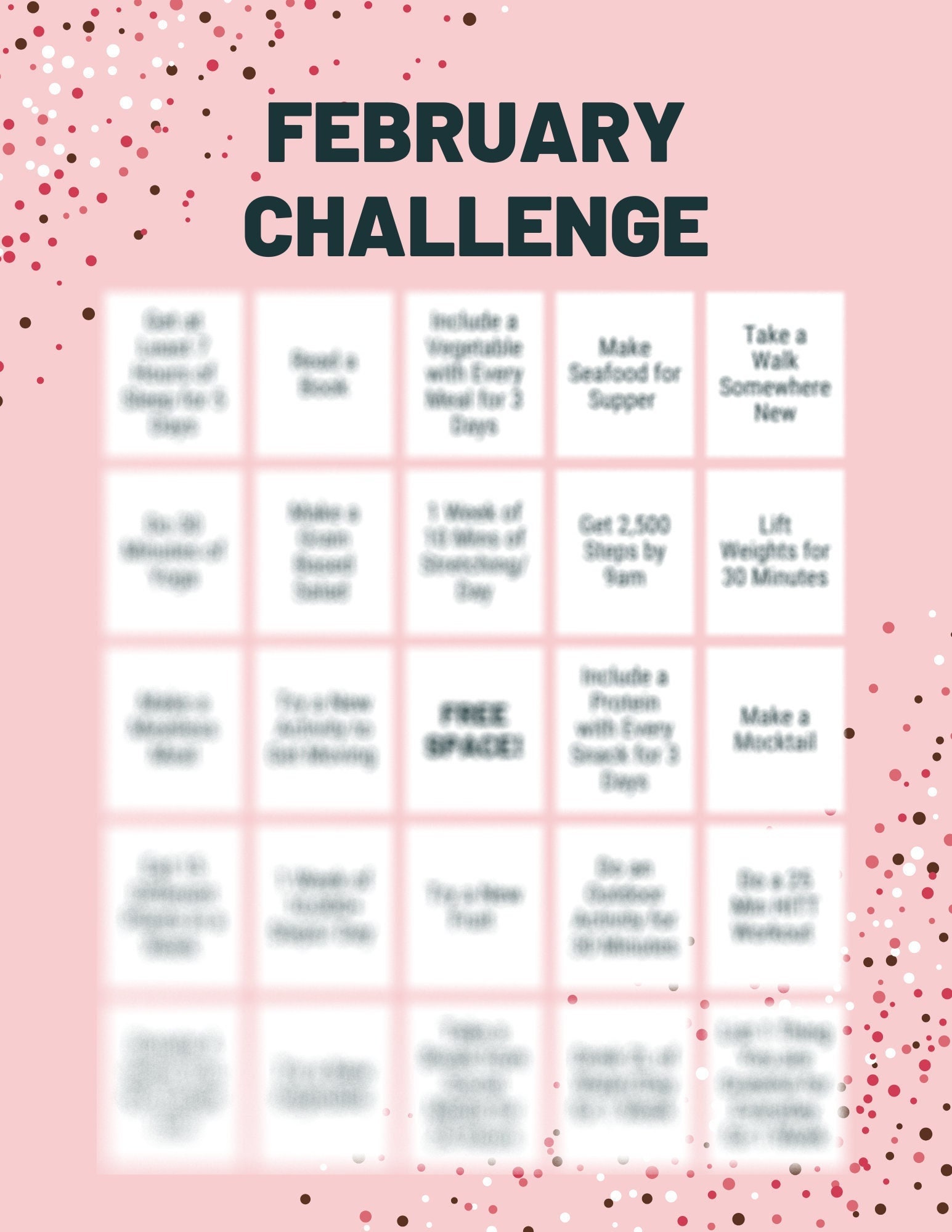 February 2023 Printable Wellness Bingo - Etsy