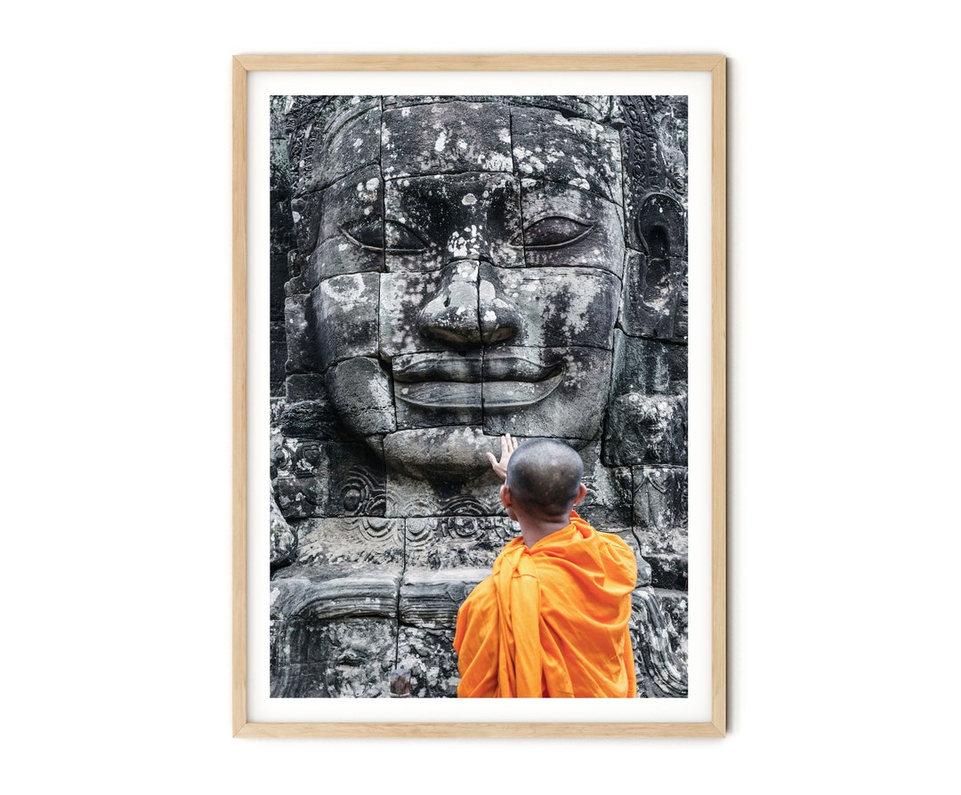 Buddhist Monk Print, Angkor Wat Temple Cambodia Wall Art, Buddha Framed ...