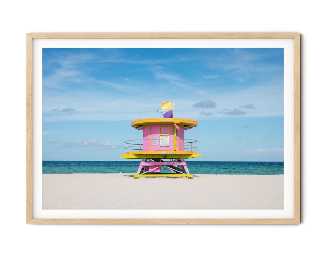 Lifeguard Tower Miami Wall Art, Miami Beach Photo Print, Art Deco ...