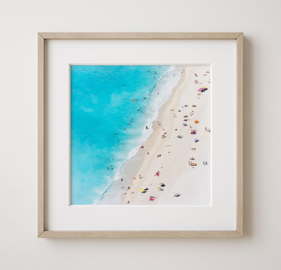 Beach Aerial Print, Kefalonia Greece Square Photo, Minimalist Beach ...