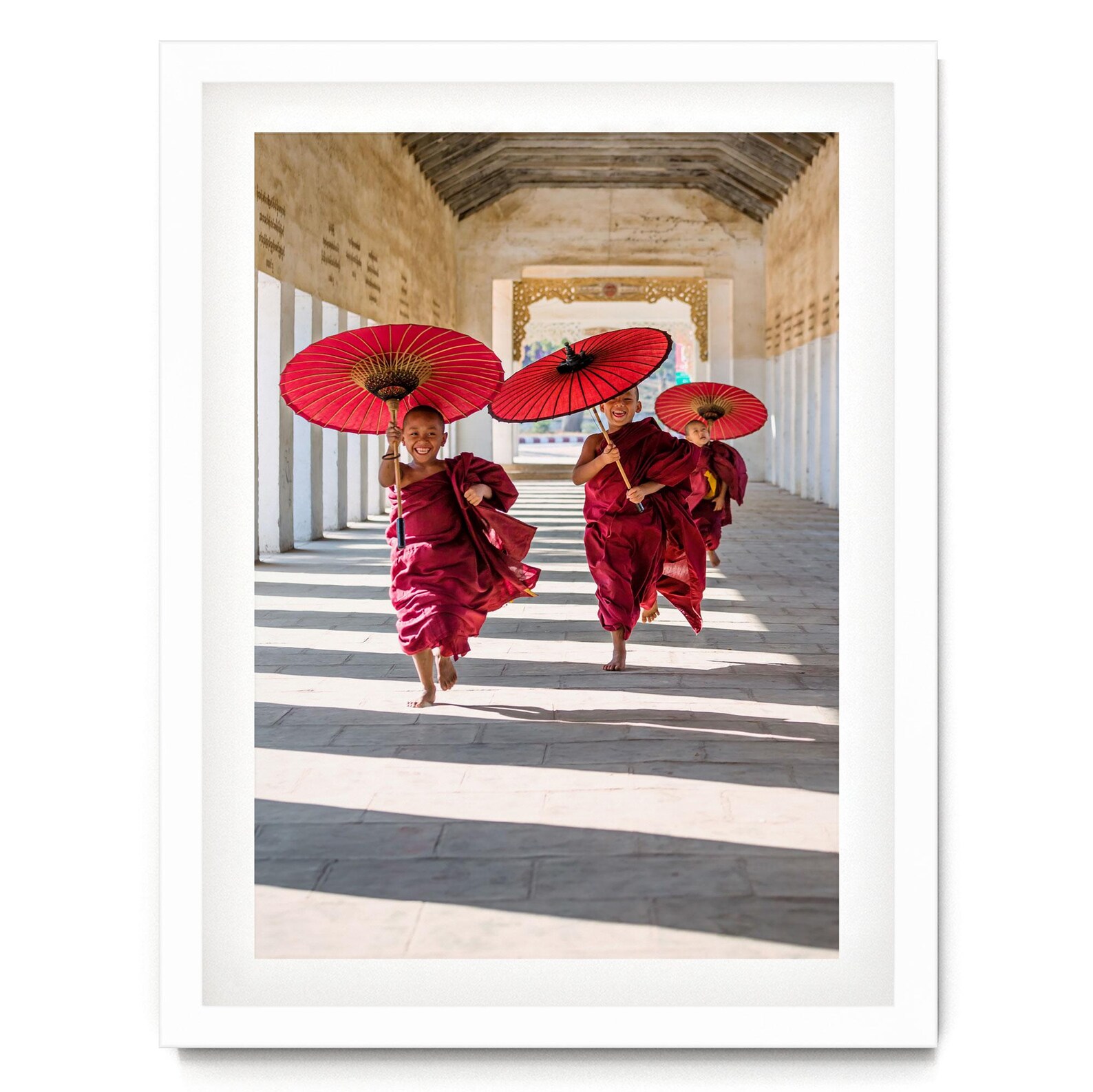 Joyful Monks Print: Positive Energy Wall Art, Asian Wall Decor - Etsy